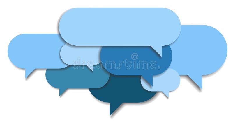 Layered Empty Blue Speech Bubbles Stock Vector - Illustration of comic ...