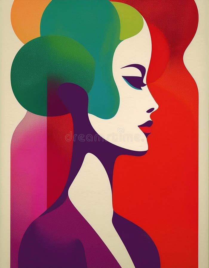 Layered Figures Retro Print Stock Image - Image of creative, retro ...