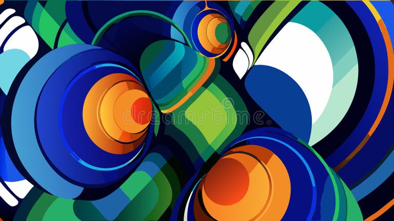 Abstract Spherical Composition with Layered Geometric Forms and Vibrant ...