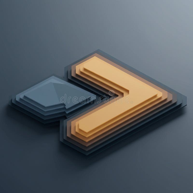 Layered Geometric Shapes with a 3D Effect Form a Stylized Arrow Design ...