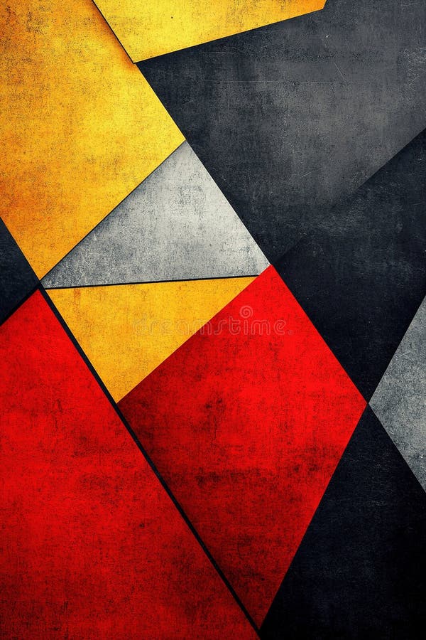 Layered Geometric Shapes in Red, Yellow, and Black Create a Modern ...