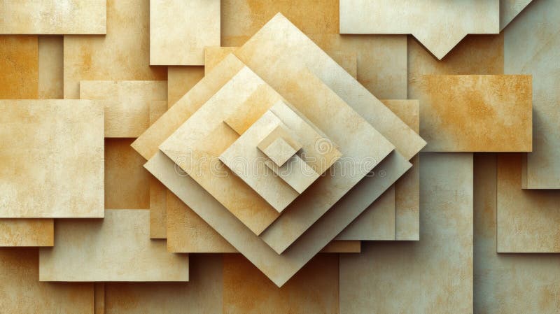 Layered Geometric Shapes in Shades of Beige Form a Rich, Abstract ...