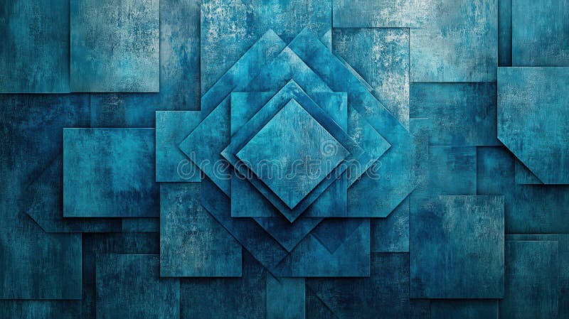 Layered Geometric Shapes in Shades of Blue Create a Striking Abstract ...