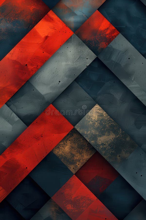 Geometric Shapes in Vintage Design with Overlapping Red and Blue Tones ...