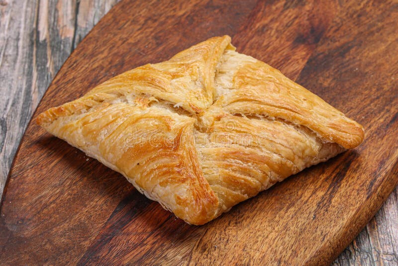 Khachapuri `Penovani` on a Wooden Board in a Georgian Restaurant. Stock ...