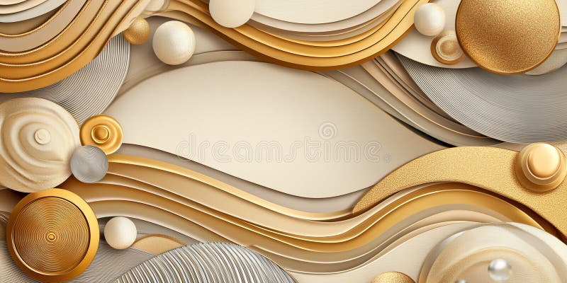 Layered Gold and Chrome Illustration with Embossed Patterns for Unique ...