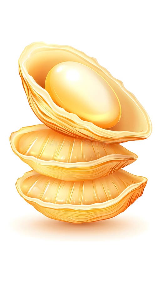 Layered Golden Shells with Pearl-like Sphere Stock Illustration ...