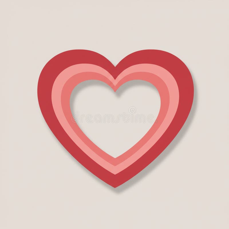 A Layered Heart Design Features Concentric Heart Shapes in Shades of ...
