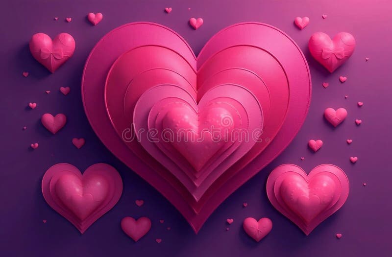 Layered Hearts in Various Shades of Purple and Pink Stock Illustration ...