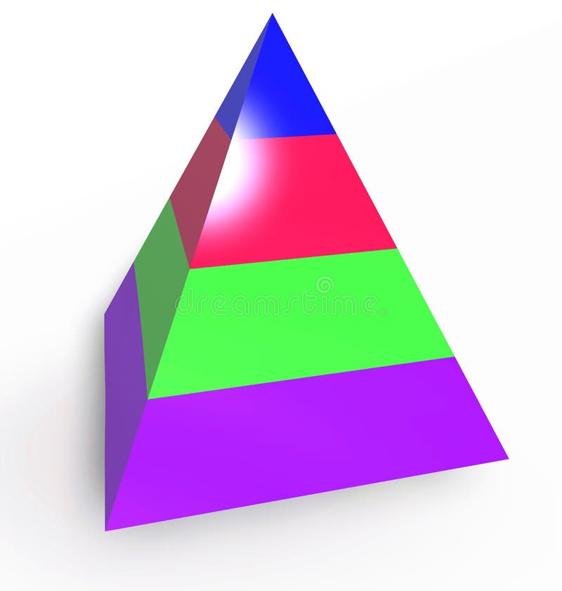 Layered hierarchy pyramid Layered heirarchy pyramid illustration, 3d