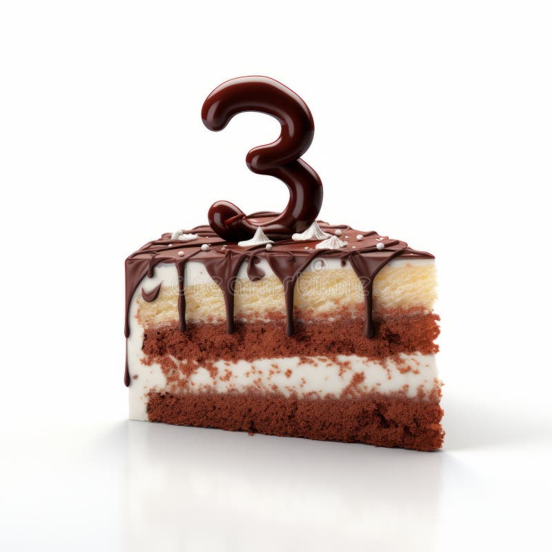 Layered Illusion Cake with Chocolate Number Three Stock Illustration ...