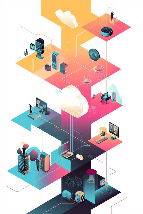Isometric Cloud Computing Network, People Working with Servers. Stock ...