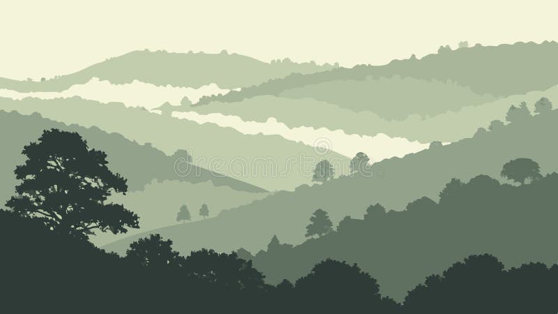 Layered Landscape with Hills and Trees, Vector Design Generative AI ...