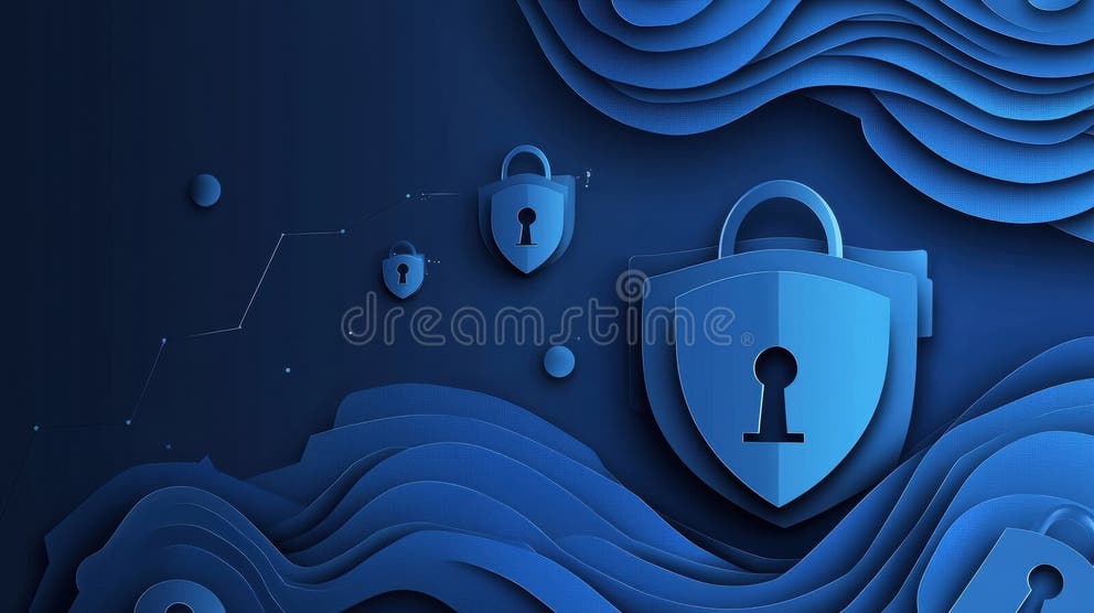 Cybersecurity Background in Paper Art Style Featuring Locks, Codes, and ...