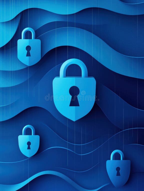 Cybersecurity Background in Paper Art Style Features Locks, Encrypted ...