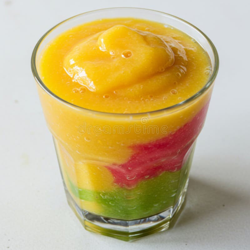 Layered Mango Smoothie in Glass with Vibrant Colors Stock Illustration ...
