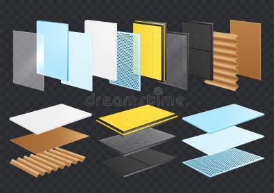 Layered Materials Realistic Set Stock Vector - Illustration of graphic ...