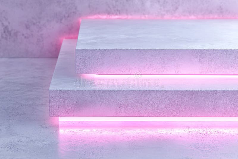 Layered Metallic Shapes with Sharp Edges are Highlighted by a Soft Pink ...