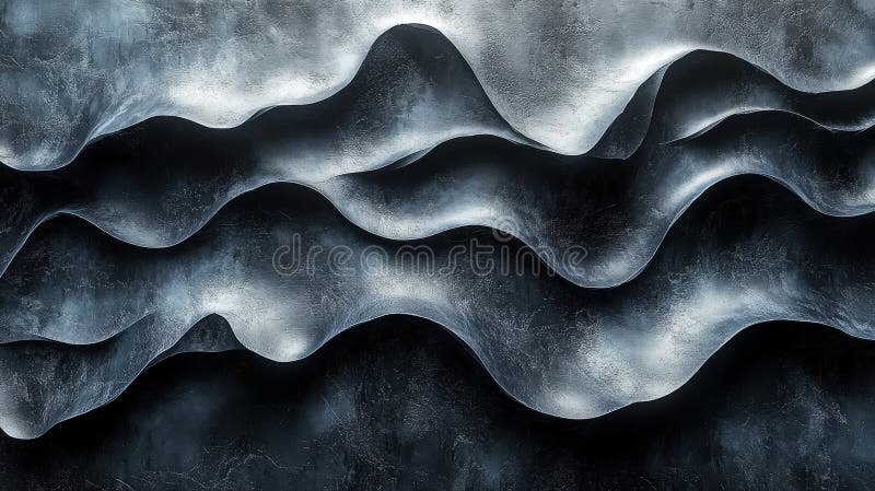 Layered Metallic Wave Pattern in Silver and Gray Tones Stock Image ...