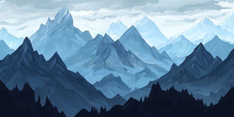 Layered Mountain Range Background with Various Shades of Blue and Gray ...