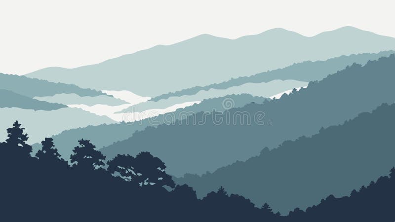 Layered Mountain Range Landscape Illustration, Vector Design Generative ...