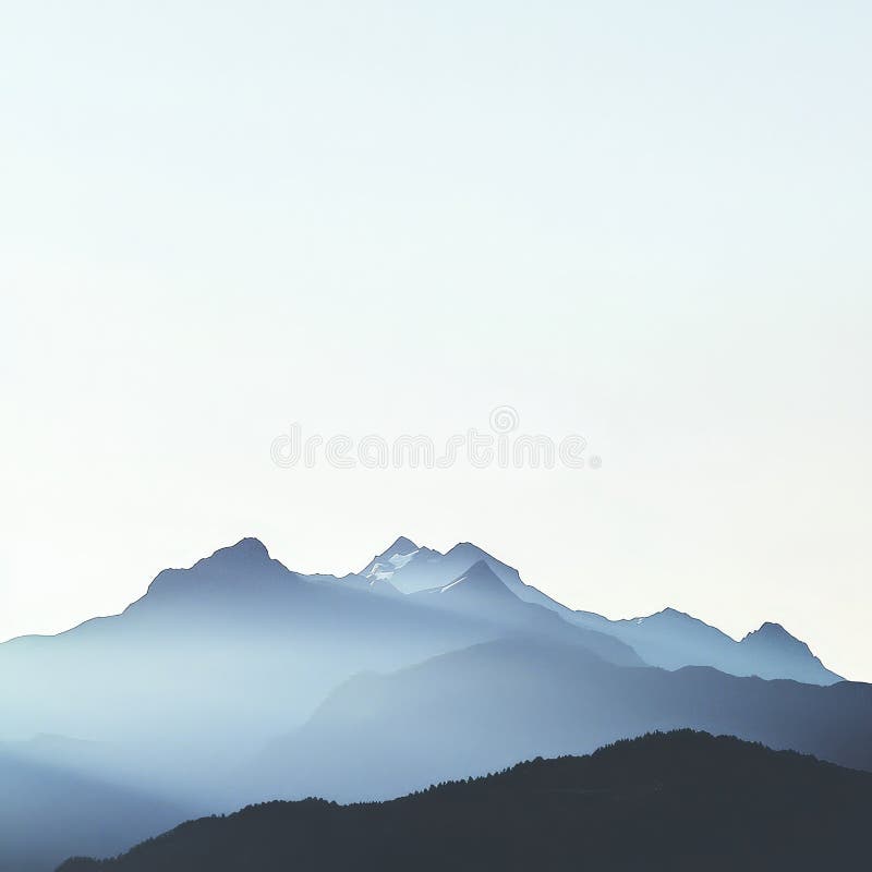 Layered Mountain Range at Sunrise with Soft Light and Mist Stock Image ...