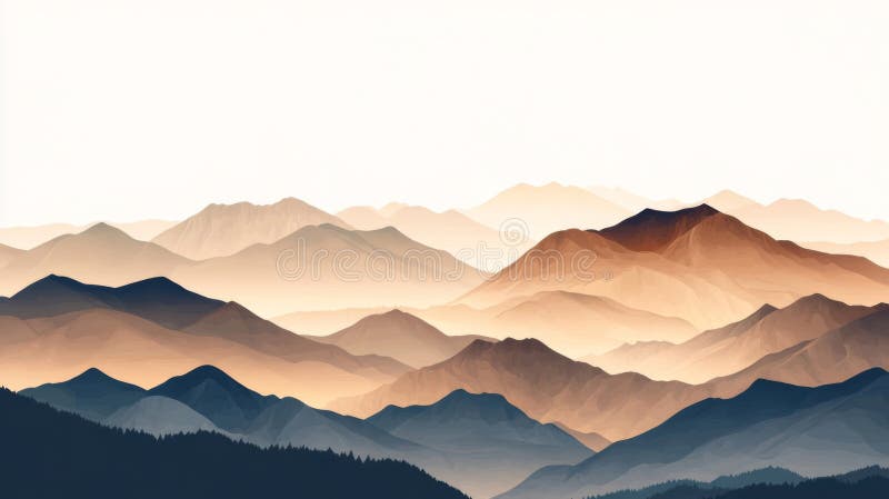 Layered Mountains Under Soft Light Stock Illustration - Illustration of ...