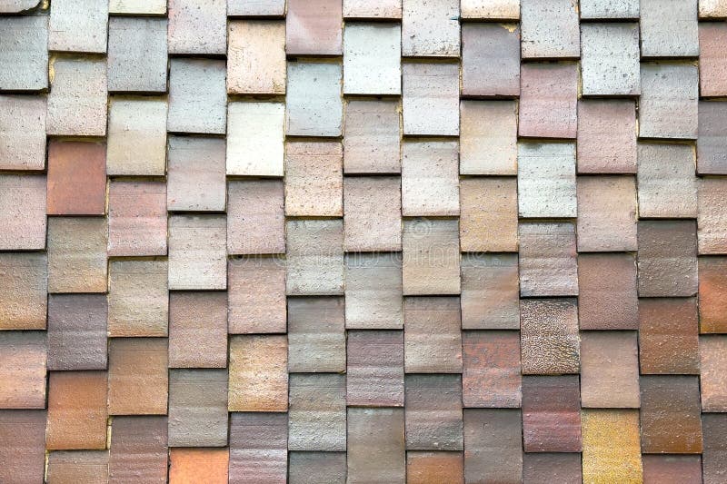 Layered Multicolor Tiled Wall Structure with Overlapping Rectangular ...