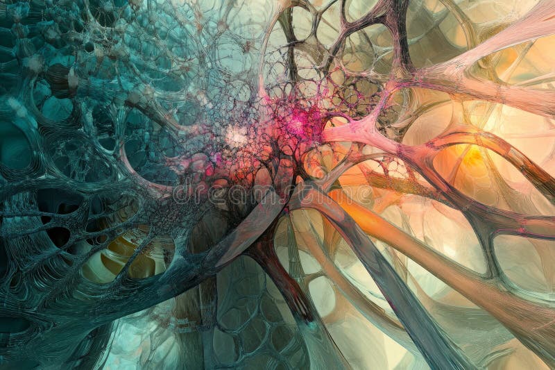 Layered Neural Network Abstract Complex Digital Art Depicting a ...