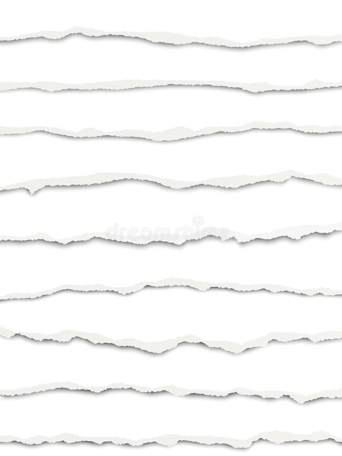 Layered Oblong Torn White Paper Fragments Placed One Under Another with ...