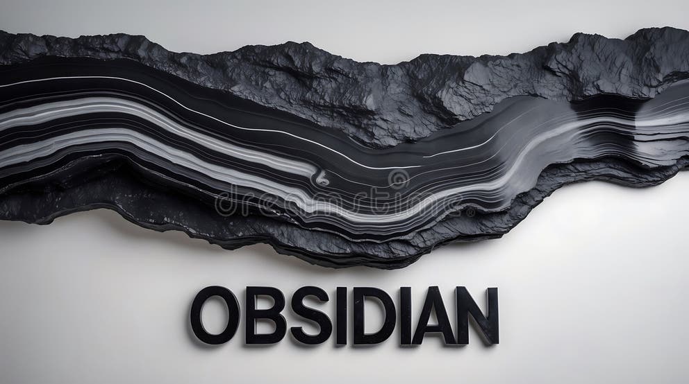 Layered Obsidian Artwork Showcasing Texture and Typography in a Modern ...