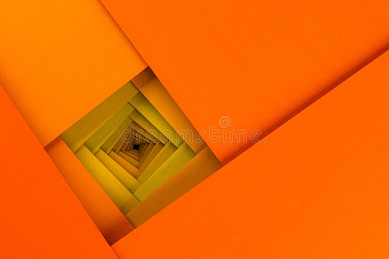 Layered Orange Cardboard Sheets Forming a Rectangular Spiral Pattern ...