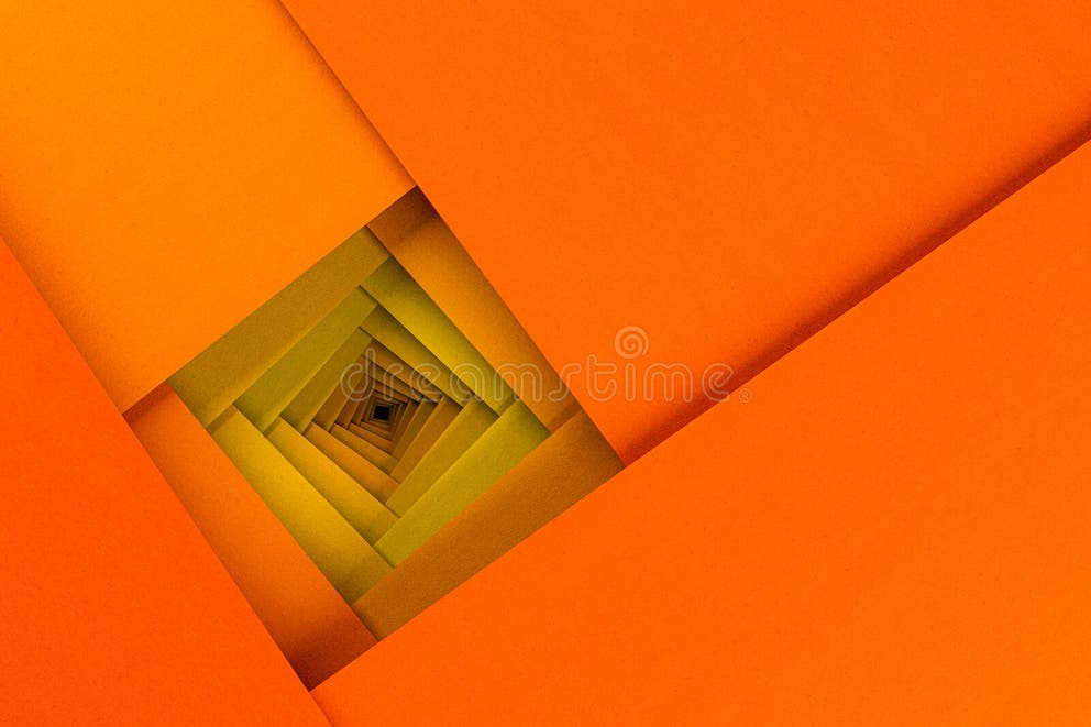 Layered Orange Cardboard Sheets Forming a Rectangular Spiral Pattern ...