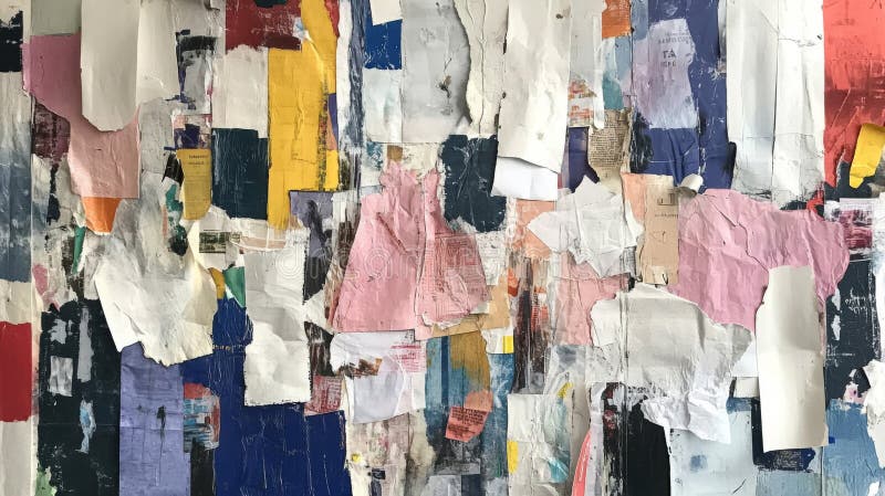 Layered Paper Collage Urban Wall Texture Stock Illustration ...