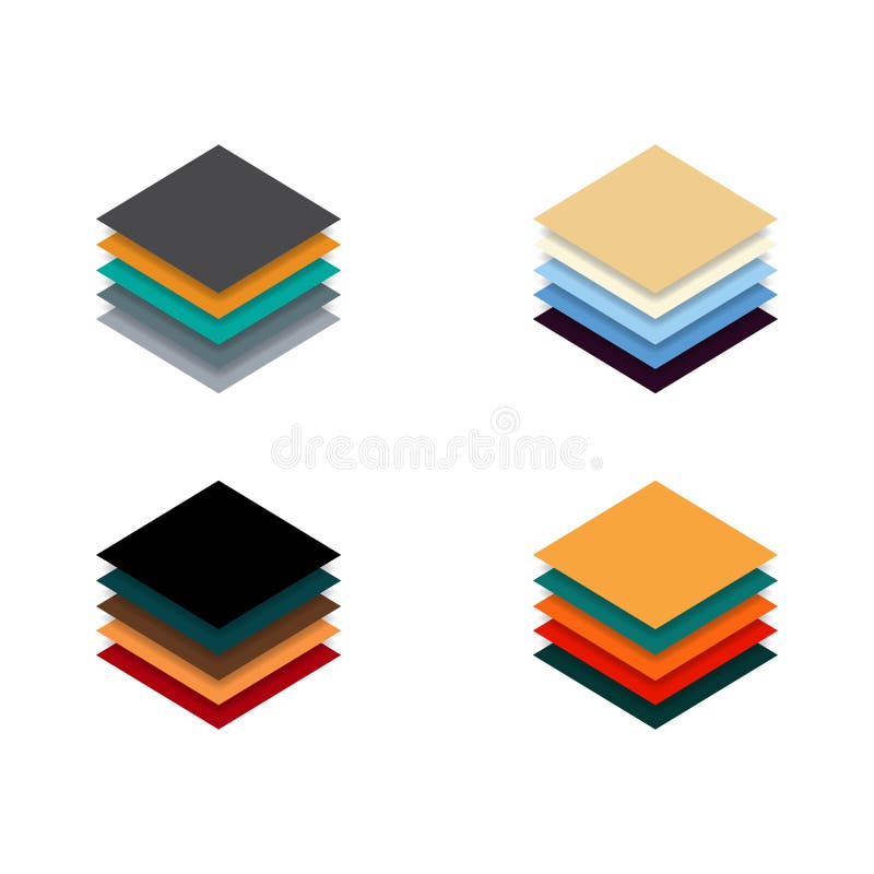 Layered Paper Colors Stacks Set Stock Vector - Illustration of flat ...
