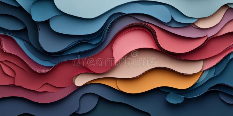 Layered Paper Cut-out Background with Various Shapes and Colors, Giving ...