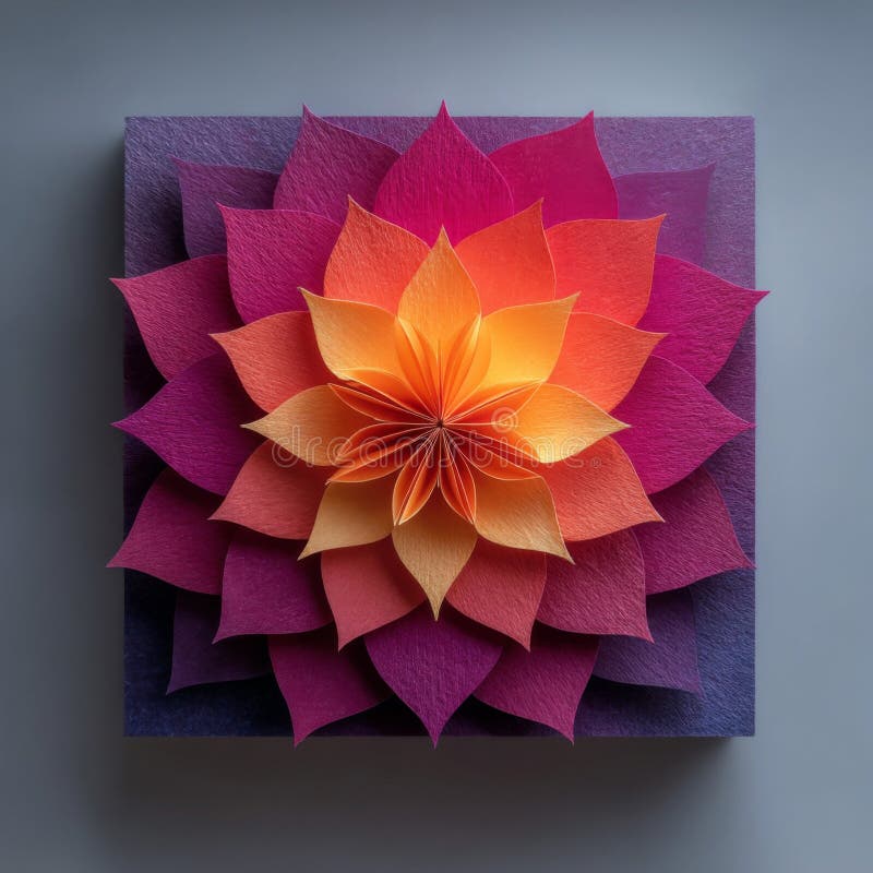 Layered Paper Flower Gradient Artwork Stock Illustration - Illustration ...