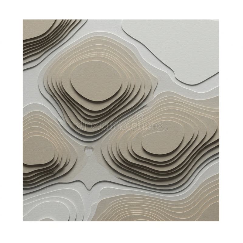 Layered Paper Forms Create a Topographic Design with Concentric Oval Shapes in Stock ...