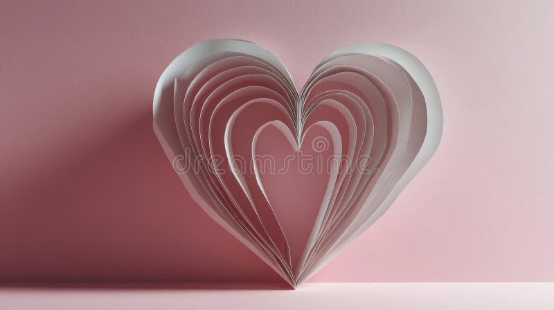 Layered Paper Heart on Pink Background Stock Illustration ...