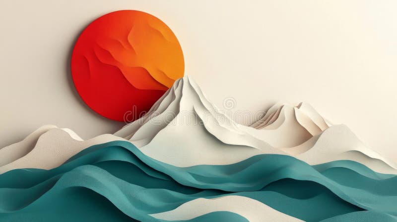 Layered Paper Mountain Sunset Landscape Stock Illustration ...