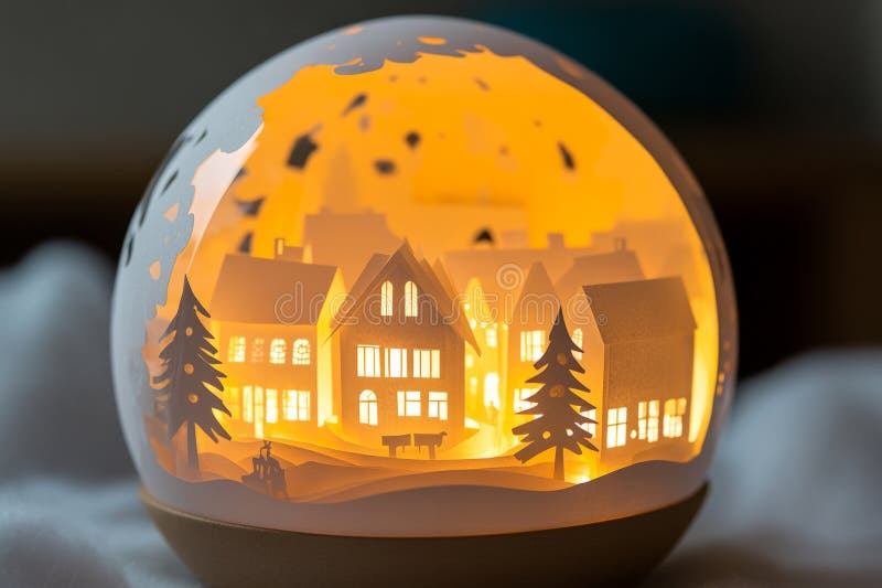 A Layered Paper Snow Globe Featuring a Tiny, Hand Crafted Christmas ...