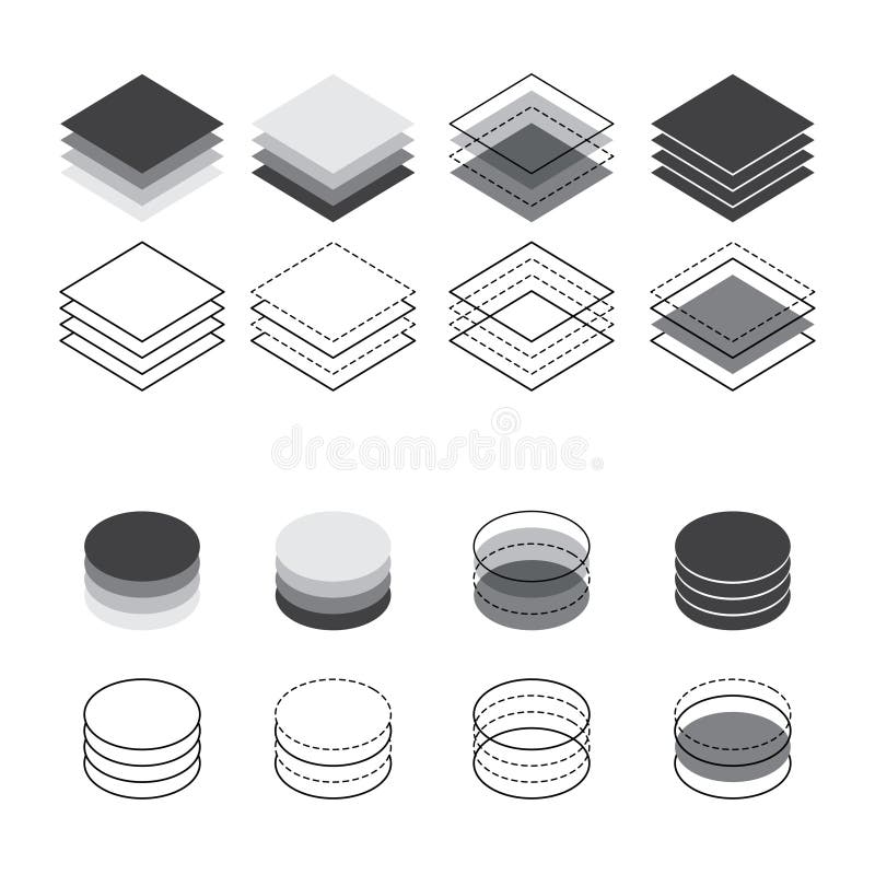 Layered paper stacks set stock vector. Illustration of flat - 265918877