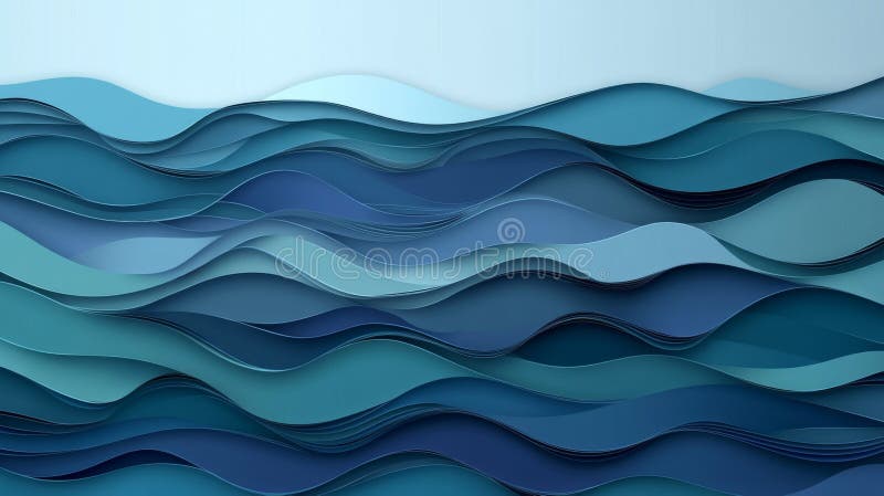 Layered Paper Waves Abstract Ocean Background Stock Illustration ...