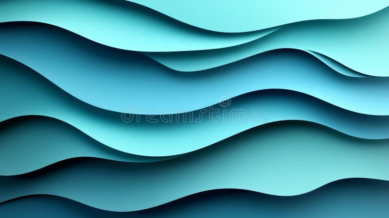 Layered Paper Waves, Fluid Abstract Background in Blue and Mint Tones ...
