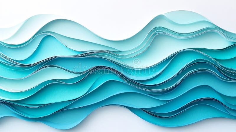 Layered Paper Waves in Shades of Blue Stock Illustration - Illustration ...