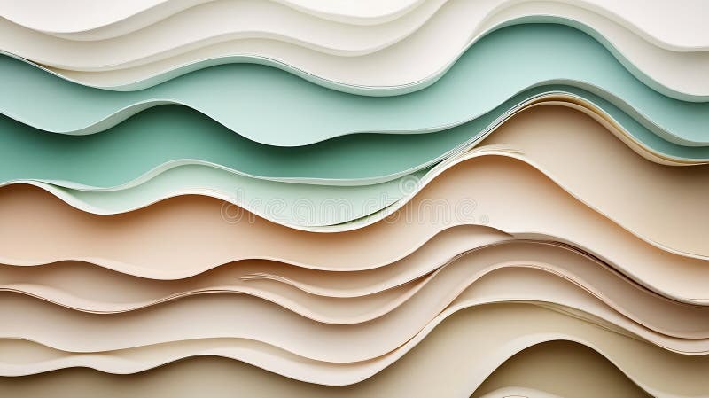 Layered Paper Waves in Soft Neutral Hues Stock Illustration ...