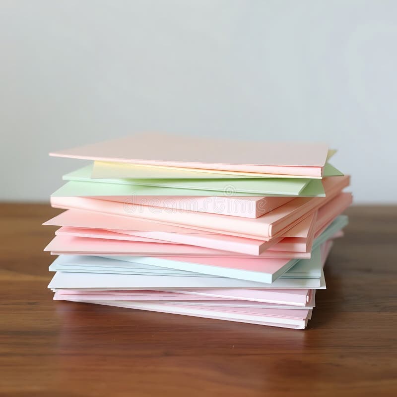 A Layered Pastel Paper Stack in Shades of Blush and Mint Stock ...