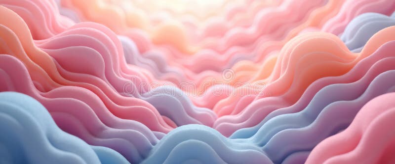 Layered Pastel Waves: Abstract 3D Rendered Background Stock ...