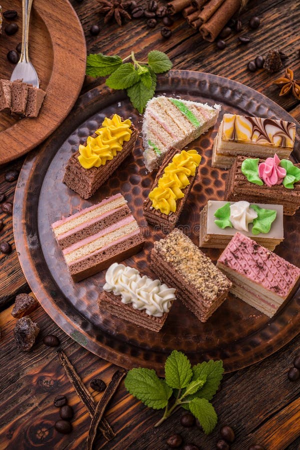 Layered pastries stock image. Image of fresh, sugar, wooden - 71218511