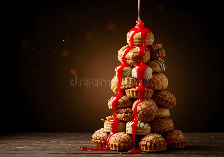 Layered Pastry Pyramid Dessert Stock Illustration - Illustration of ...